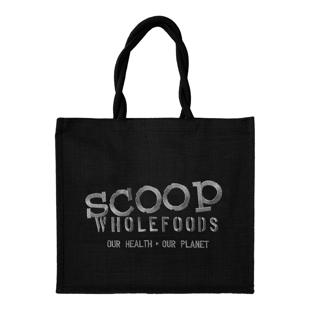 Large Black Hessian Bag W Scoop Logo – Scoop Wholefoods Singapore