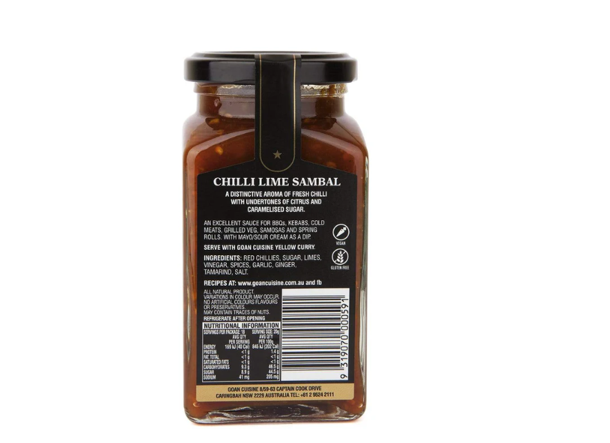 Goan Cuisine - Chilli Lime Sambal 360G | Scoop Wholefoods Singapore